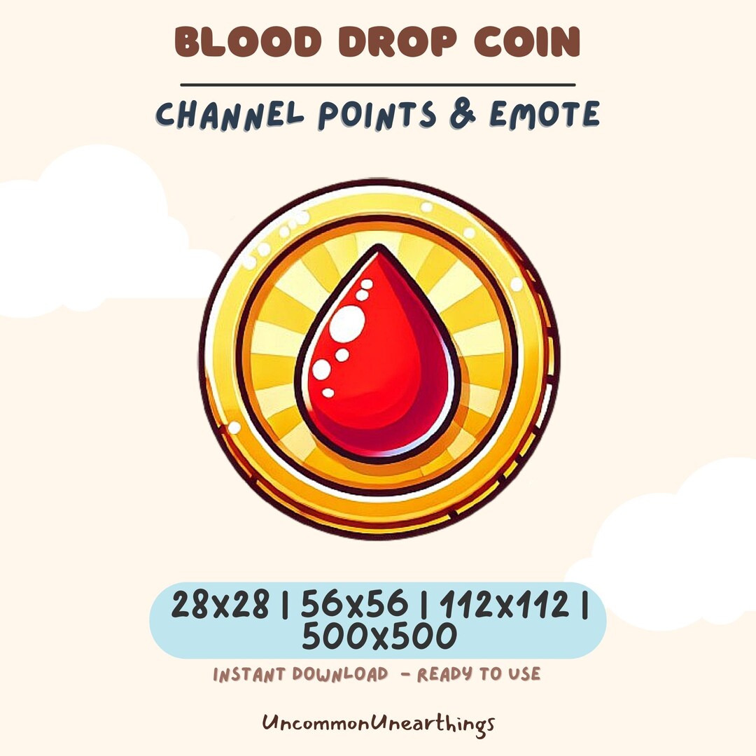 Blood Drop Coin Twitch Emote & Channel Points | Horror-themed Emote for ...