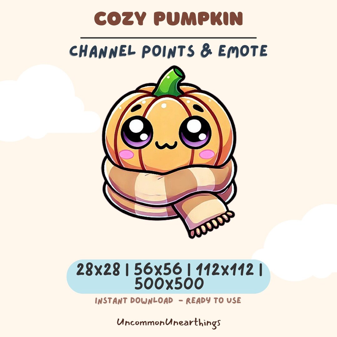 Cozy Kawaii Pumpkin Emote – Autumn Twitch/discord/youtube Emoji ...