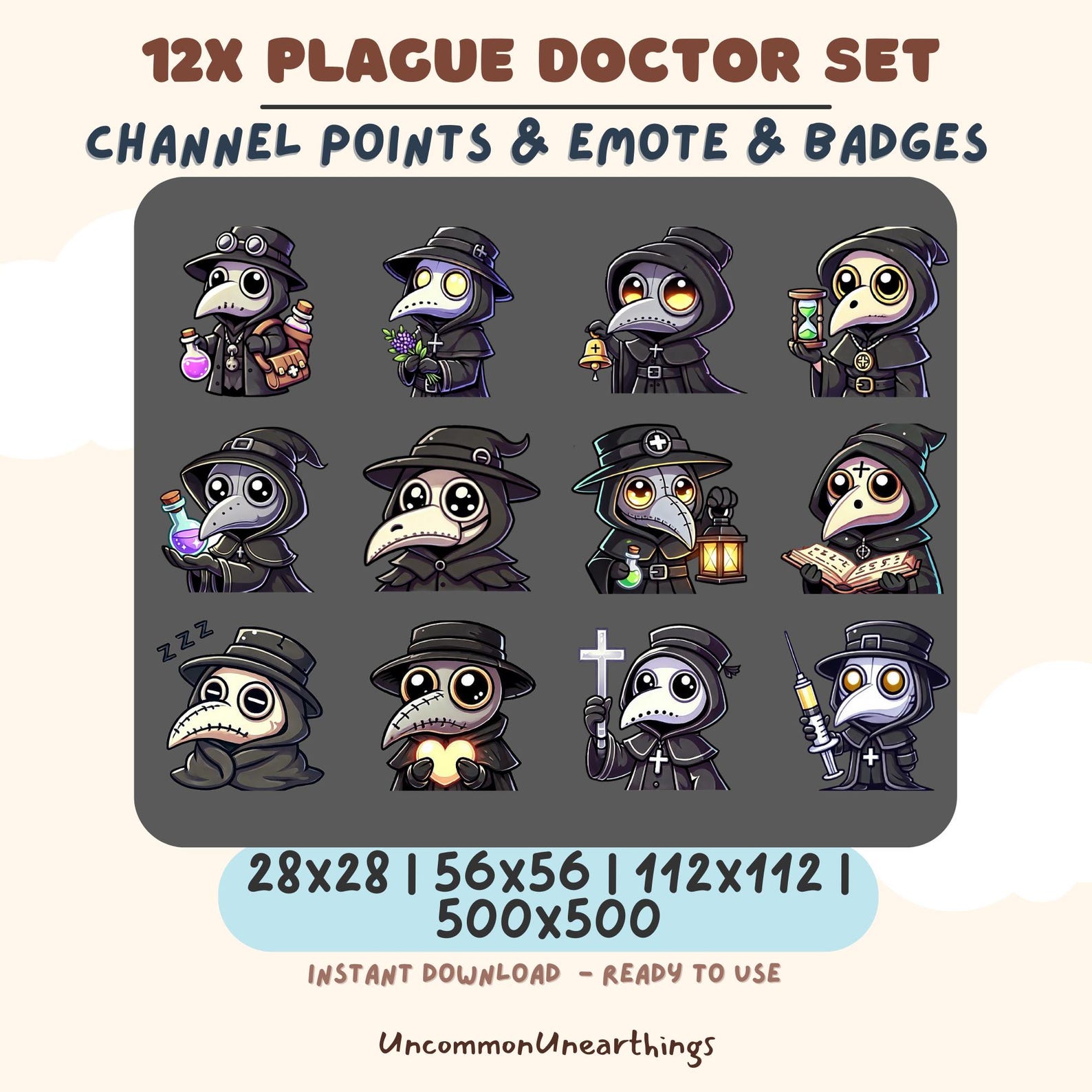 Plague Doctor Emote Set | Spooky Twitch & Discord Emotes (digital ...