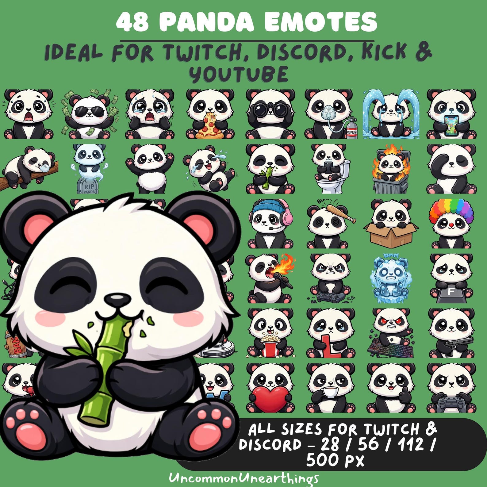 Cute Panda Emotes for Twitch & Discord | Mega Pack 48x Streamer ...