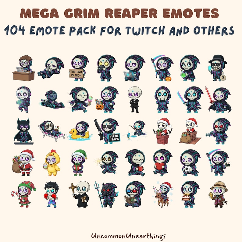 104 Black Neon Cyber Gothic Grim Reaper Emotes | Alternative Aesthetic ...