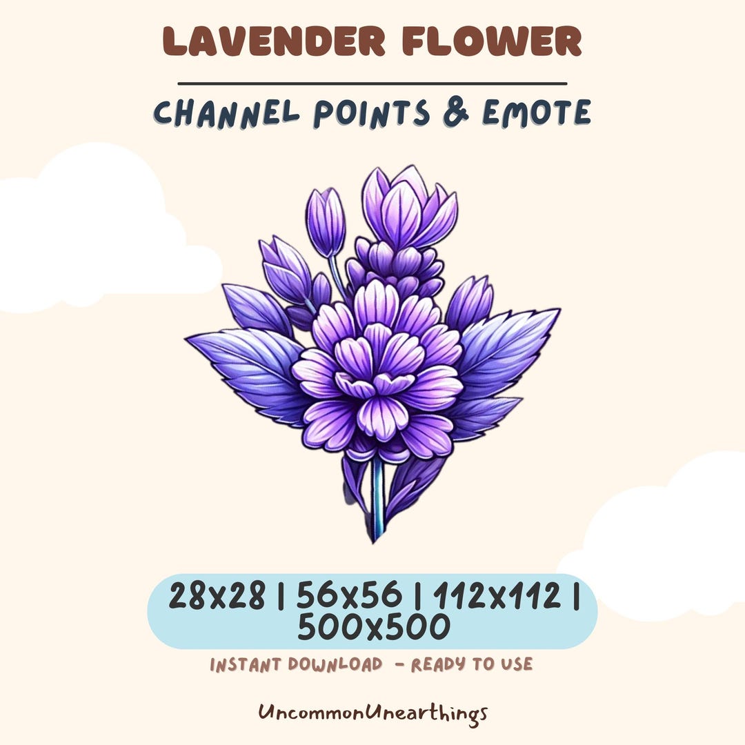 Lavender Flower Emote | Cute Twitch Emote | Channel Points Badge ...