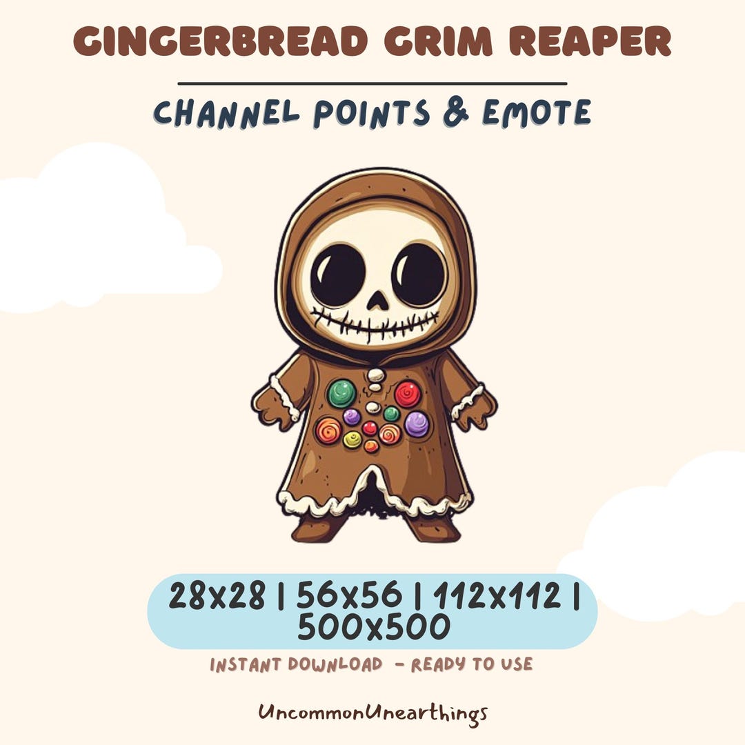 Grim Reaper Gingerbread Ghostie Emote Kawaii Holiday Character for ...