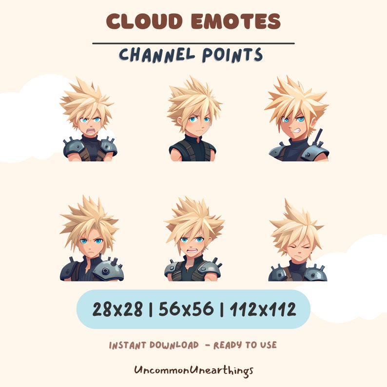Cloud Emotes for Channel Points Final Fantasy VII Twitch, Discord ...