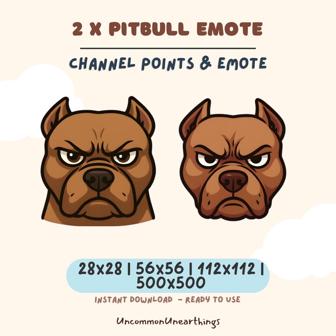 2x Pitbull Emote - Angry Pitbull Channel Points & Emote - Digital ...