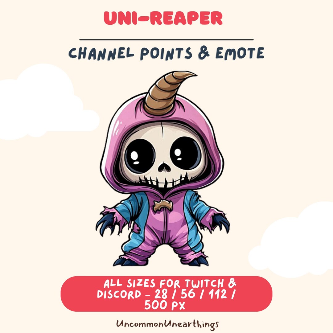 Cute Unicorn Reaper Emote | Pastel Goth Skeleton Sticker | Spooky Uwu ...