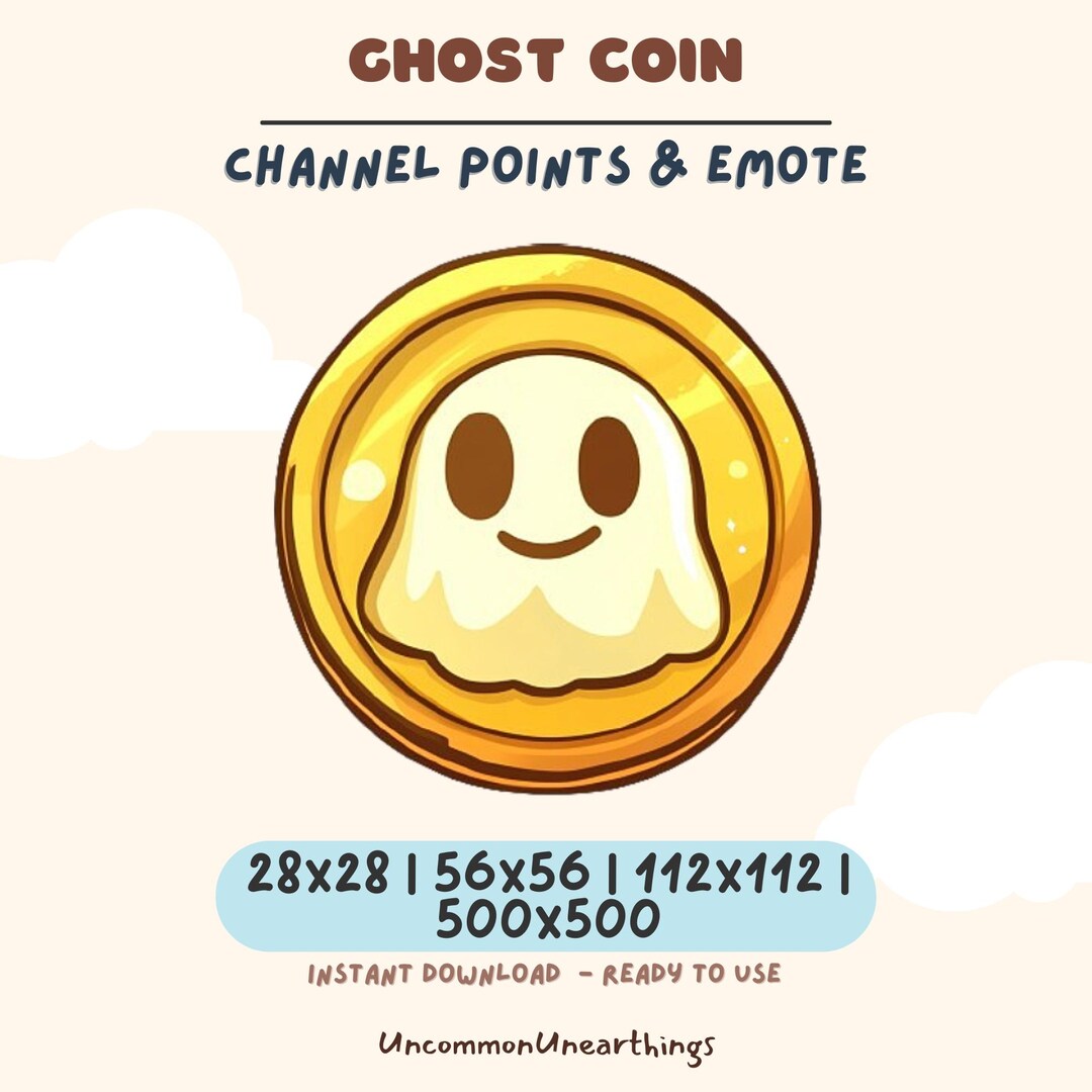 Kawaii Ghost Coin Emote Cute Halloween Channel Points for Twitch ...
