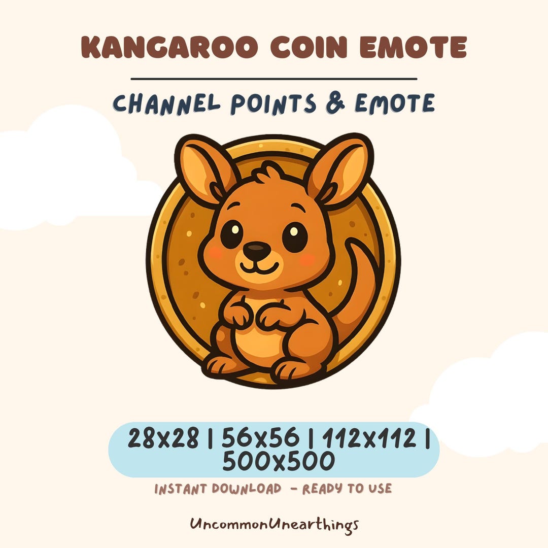 Kangaroo Coin Emote for Twitch & Discord | Funny Animal Channel Points ...