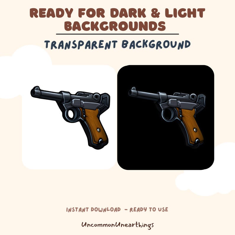 Luger Gun Emote | Twitch & Discord Emote | Gaming Weapon Emoji | FPS ...