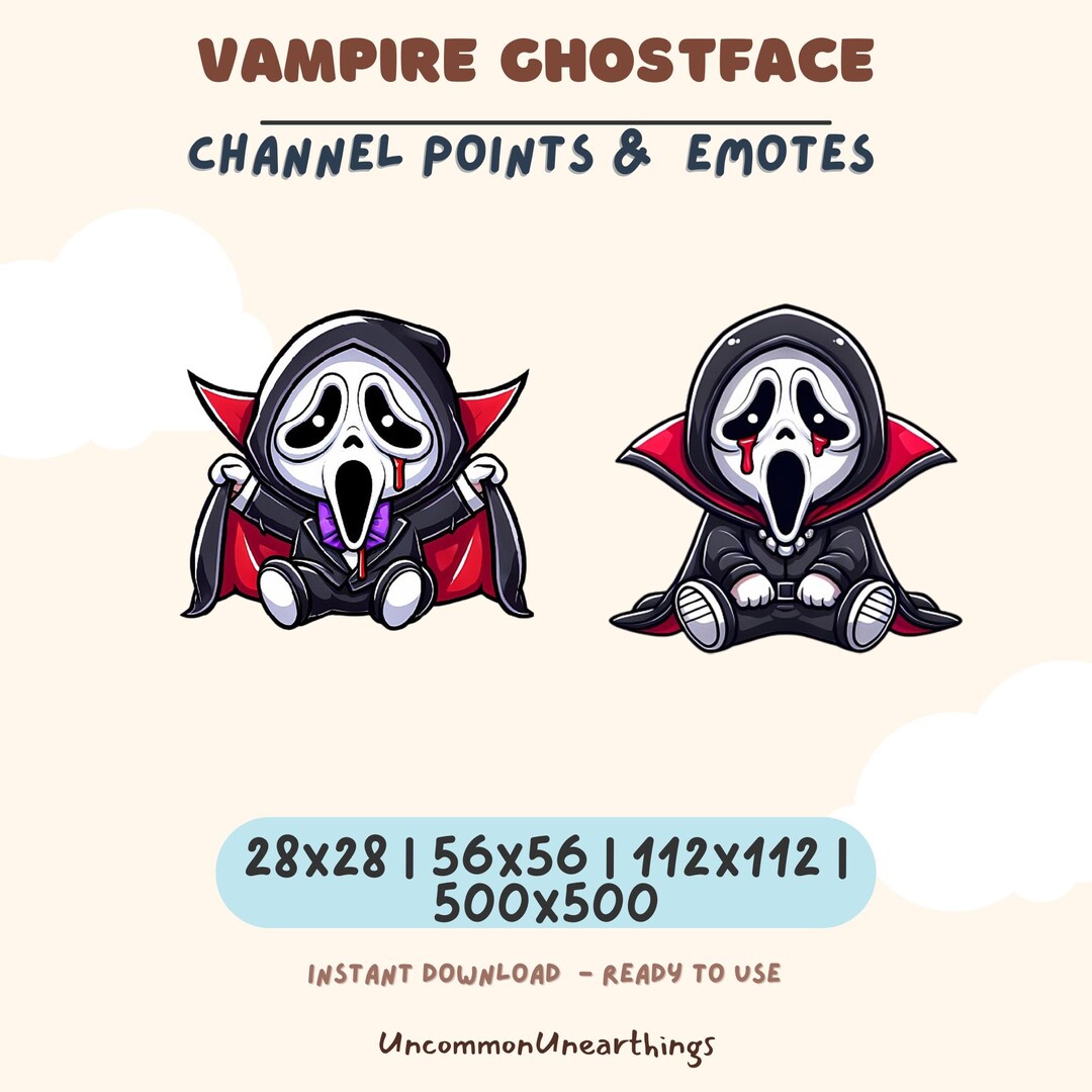 Kawaii Vampire Ghostface Emotes Perfect for Channel Points on Twitch ...