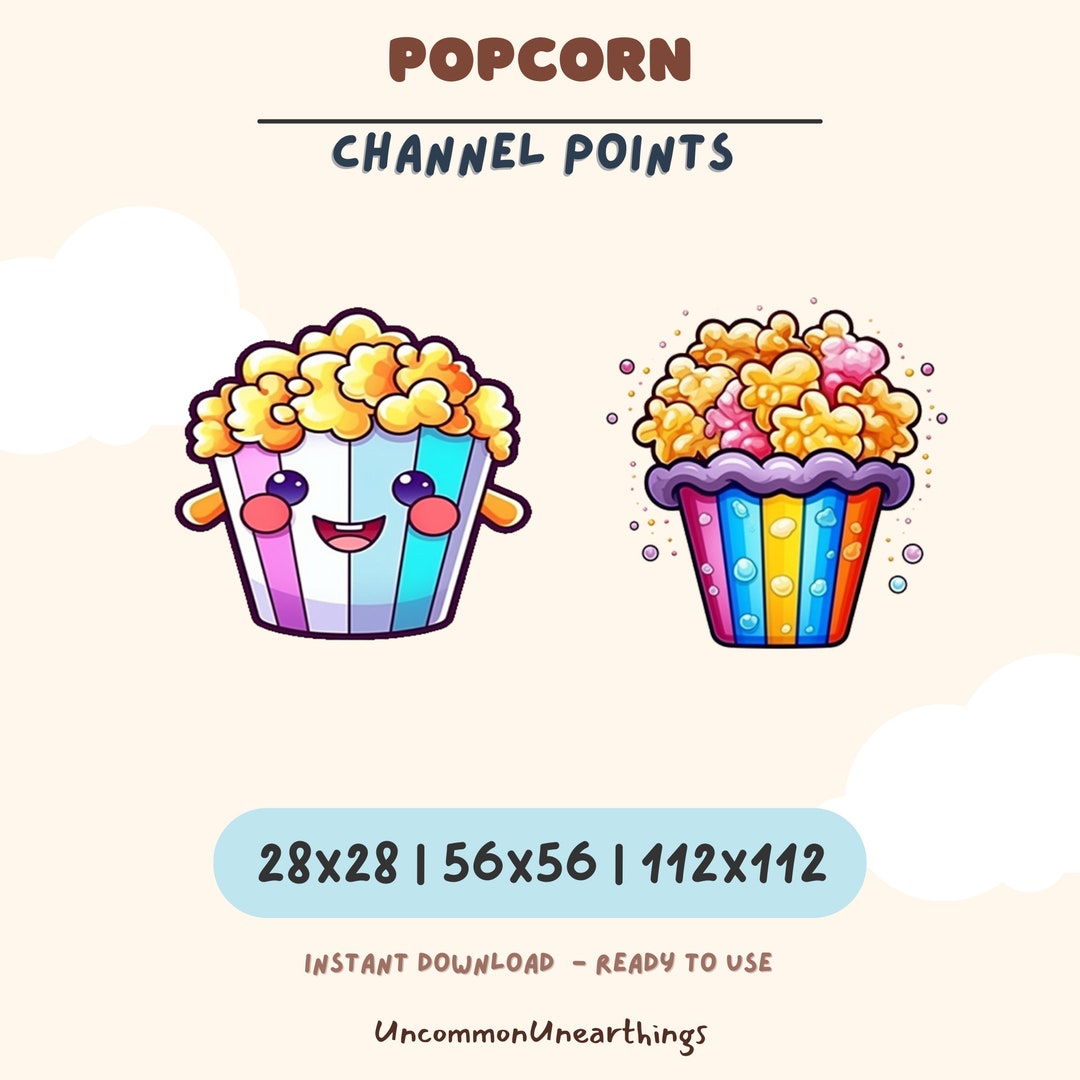 Popcorn Twitch Channel Point Icon | Movie Night Stream Reward | Kawaii ...