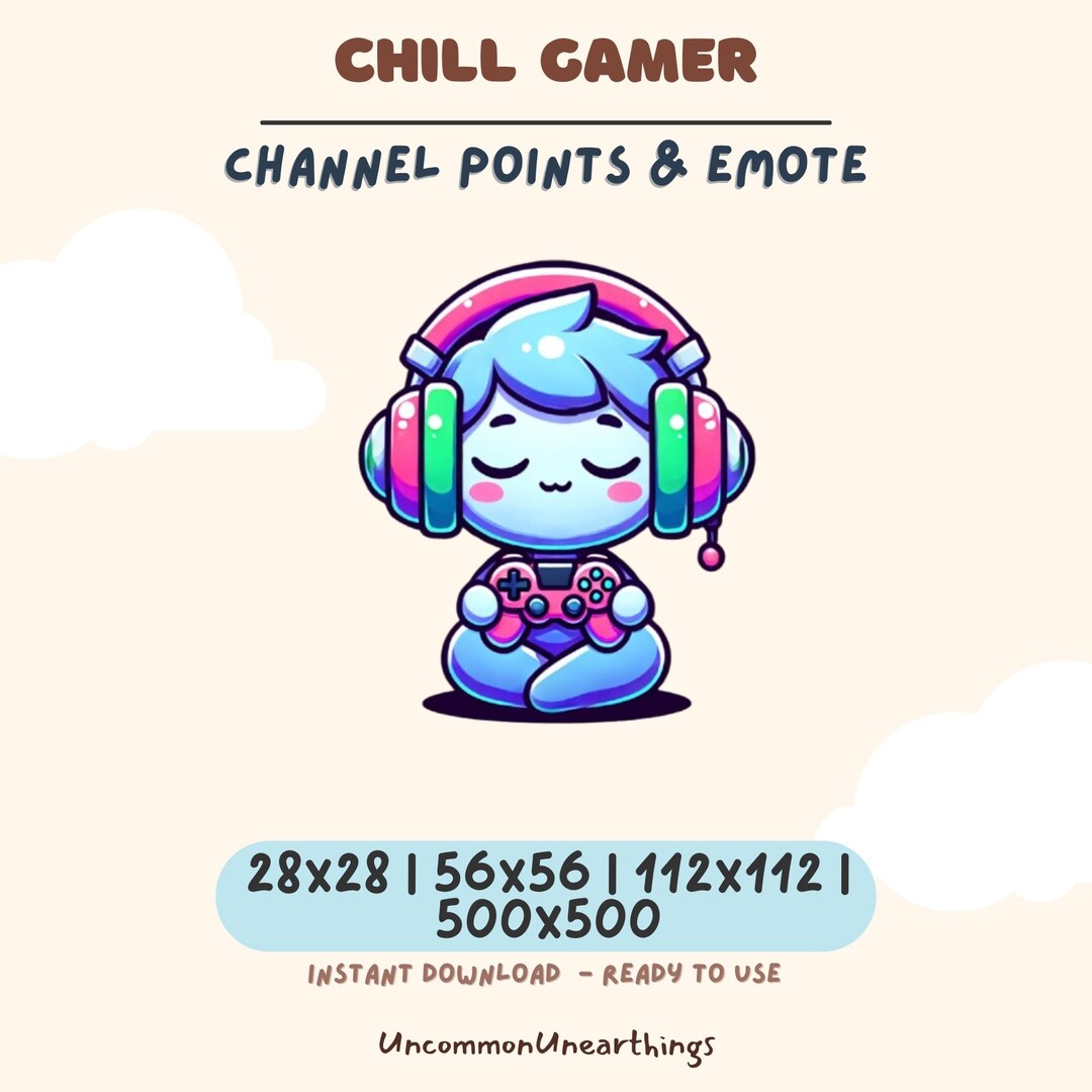 Chill Gamer Emote | Cute Cartoon Character With Headphones | Minimalist ...