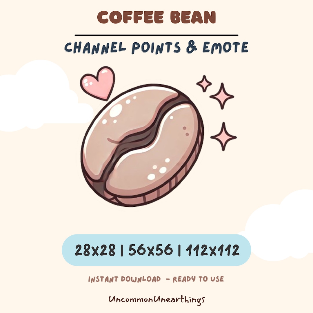 Coffee Bean Twitch Emote | Cute Channel Points Icon (digital Download ...