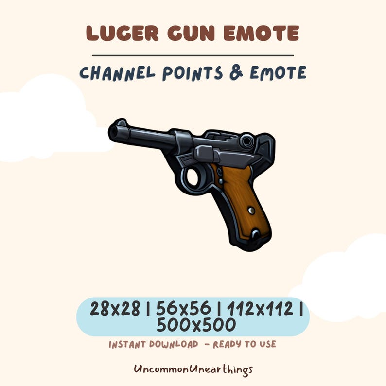 Luger Gun Emote | Twitch & Discord Emote | Gaming Weapon Emoji | FPS ...