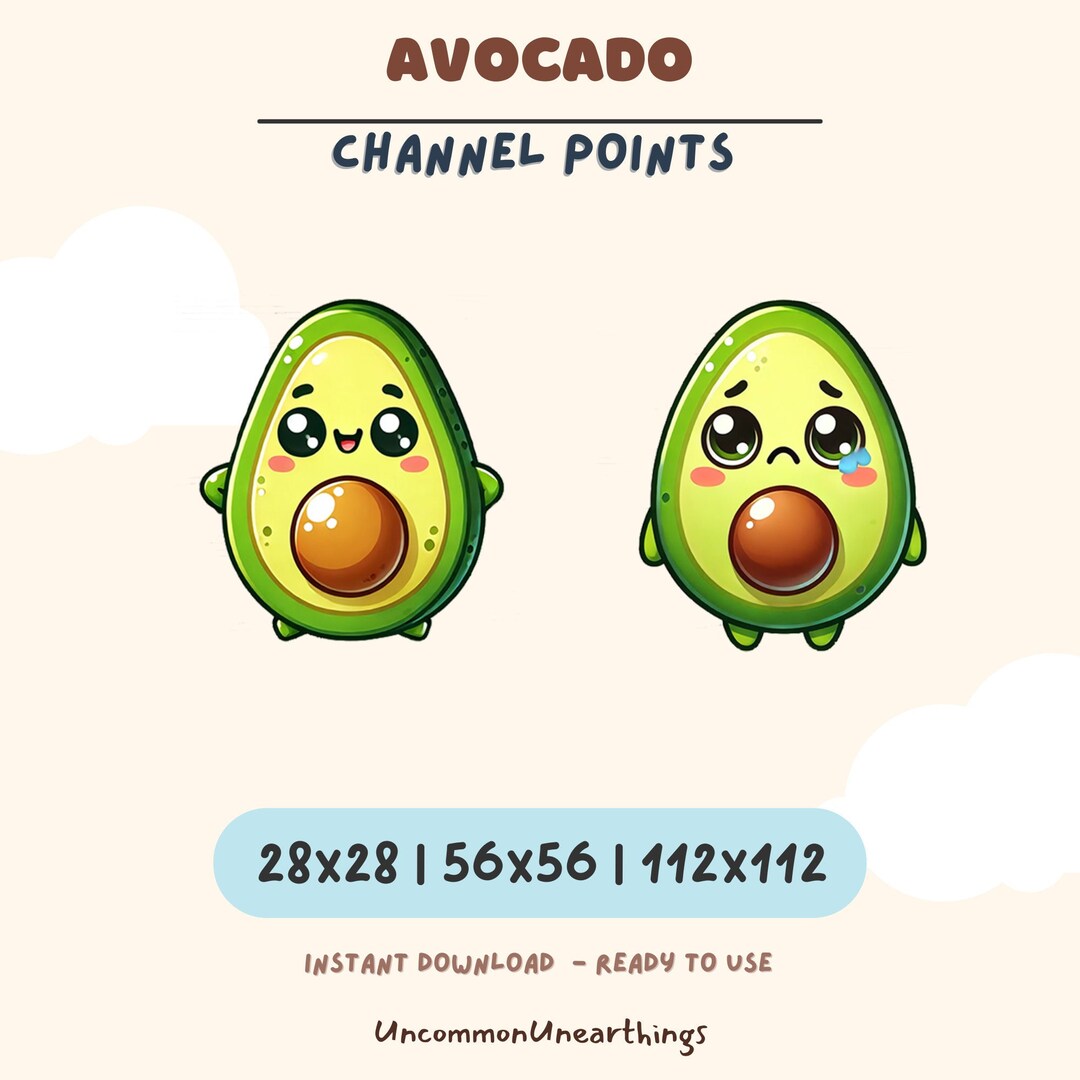 Colorful Avocado Emote, Custom Twitch Channel Point Icon for Streamers ...