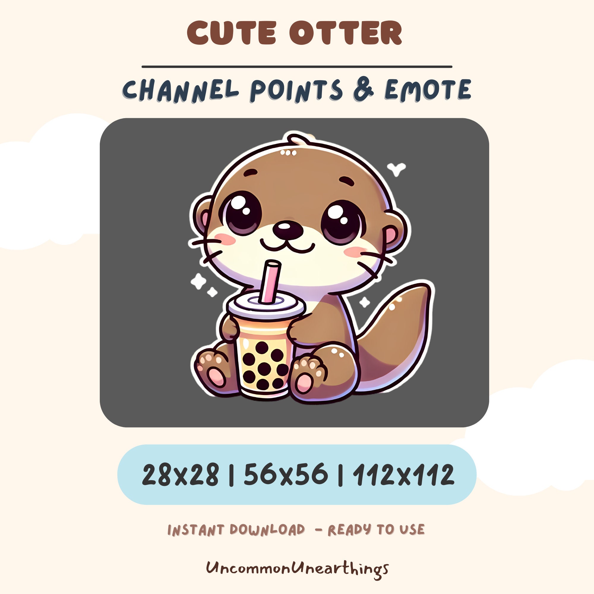 Adorable Otter Bubble Tea Emote for Twitch Streamers | Instant Download ...