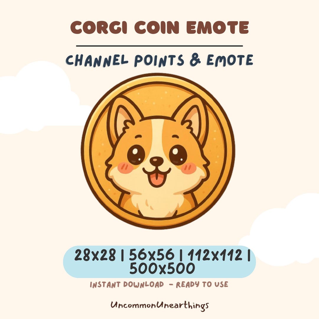 Corgi Coin Emote – Cute Corgi Channel Points Icon for Twitch, Discord ...