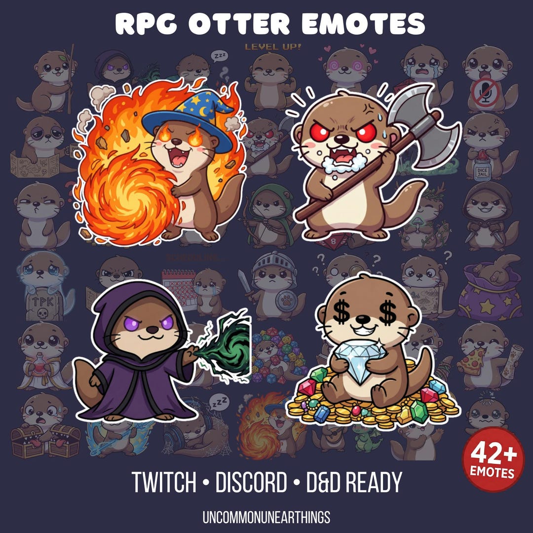 RPG Otter Emotes for Twitch & Discord | Fantasy TTRPG Meme Pack | 42 ...