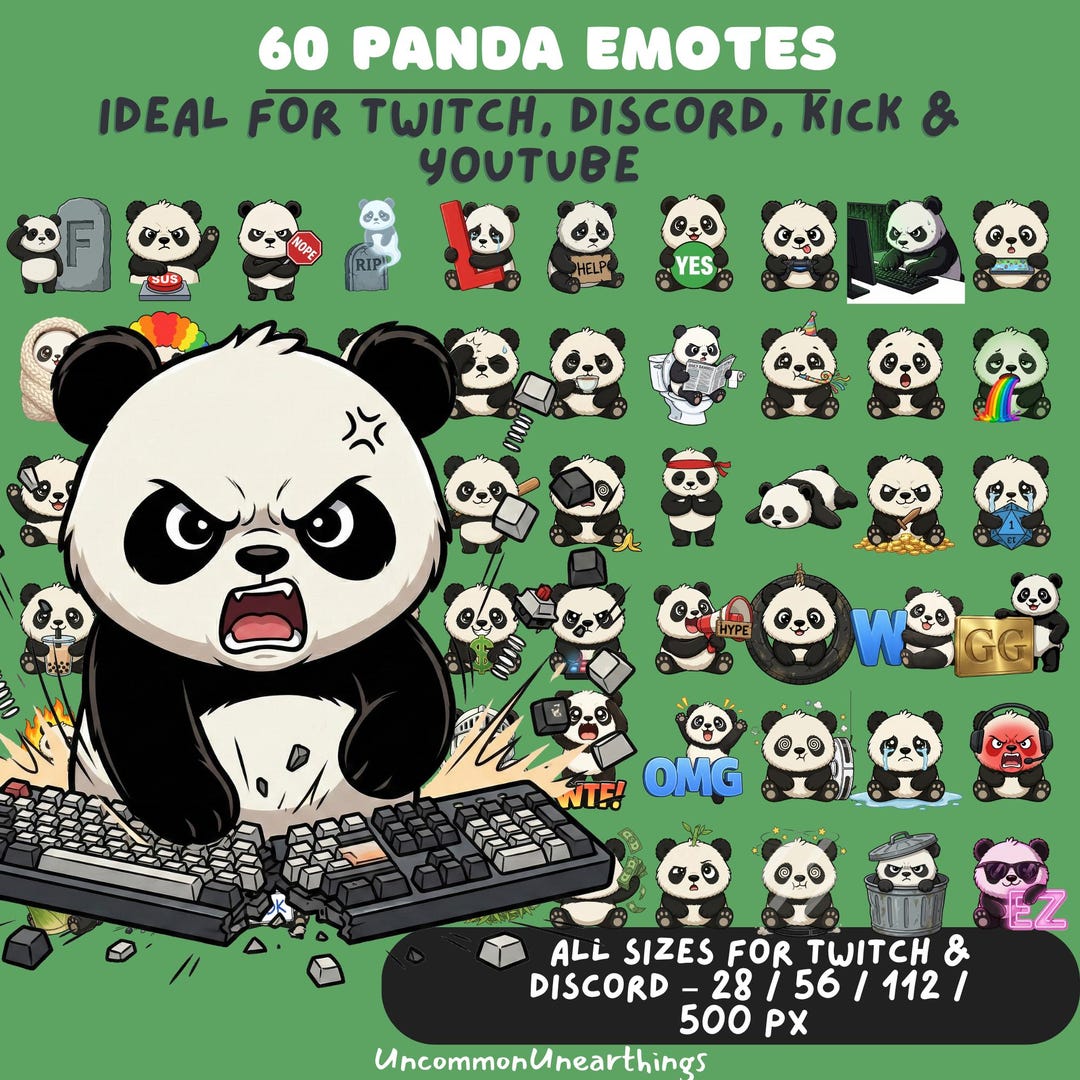Rage Panda Emotes (60 Pack) | Funny Gamer Twitch & Discord Mega Bundle ...