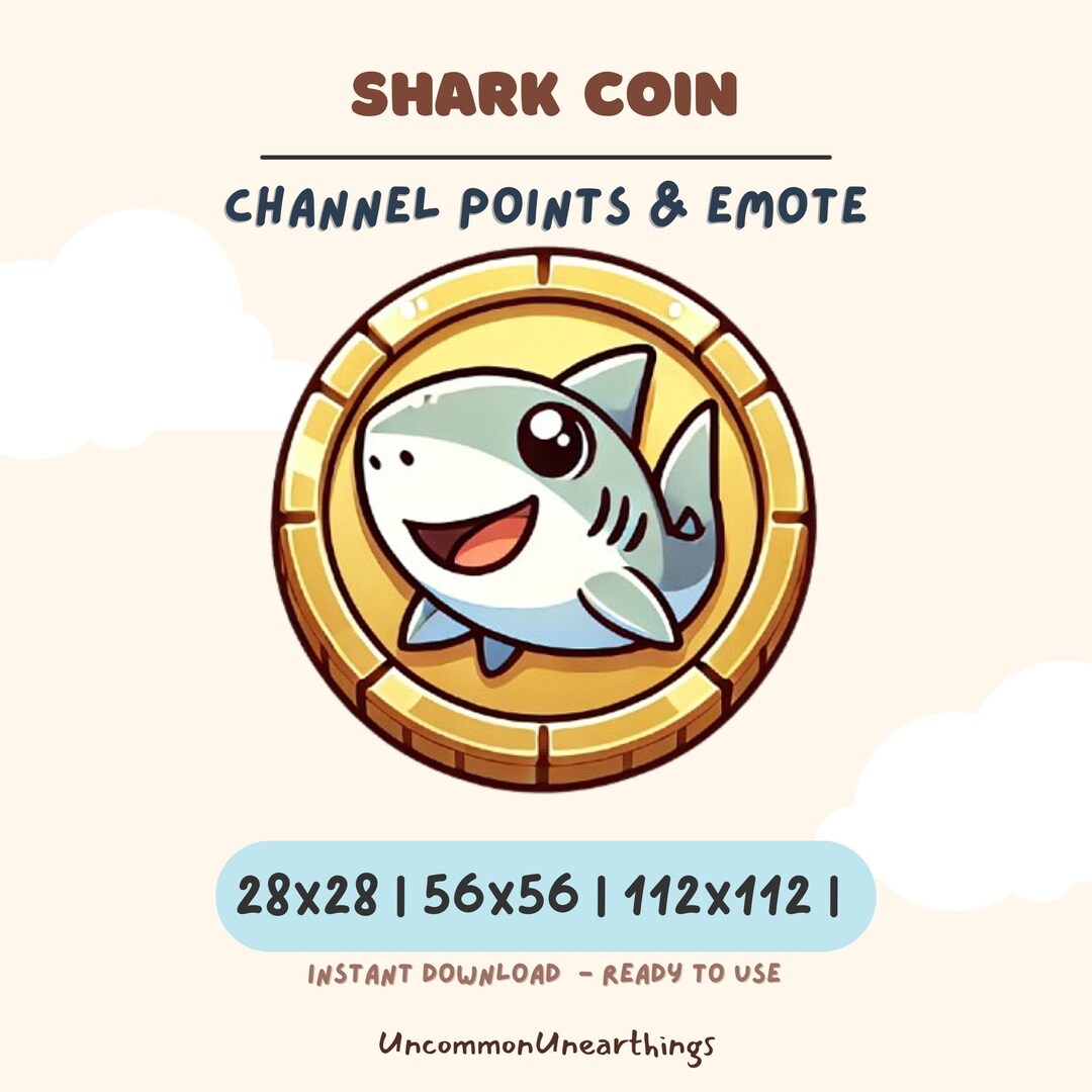 Shark Gold Coin Emote for Channel Points, Twitch Badges & Stream Assets ...