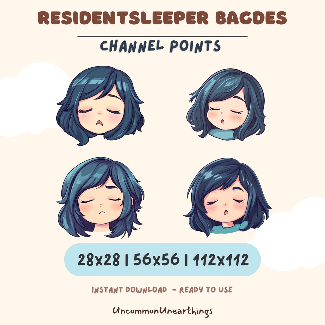 Residentsleeper Badges 4 Kawaii Anime Emotes for Twitch & Discord Cute ...