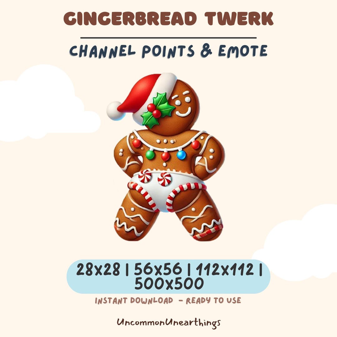 Gingerbread Twerk Emote | Funny Holiday Channel Points & Badge | Twitch ...