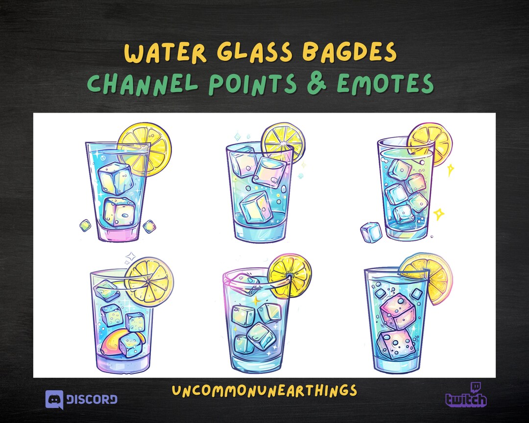 Water Glass Stickers Cute Ice Cube & Lemon Drink Art Summer Beverage ...