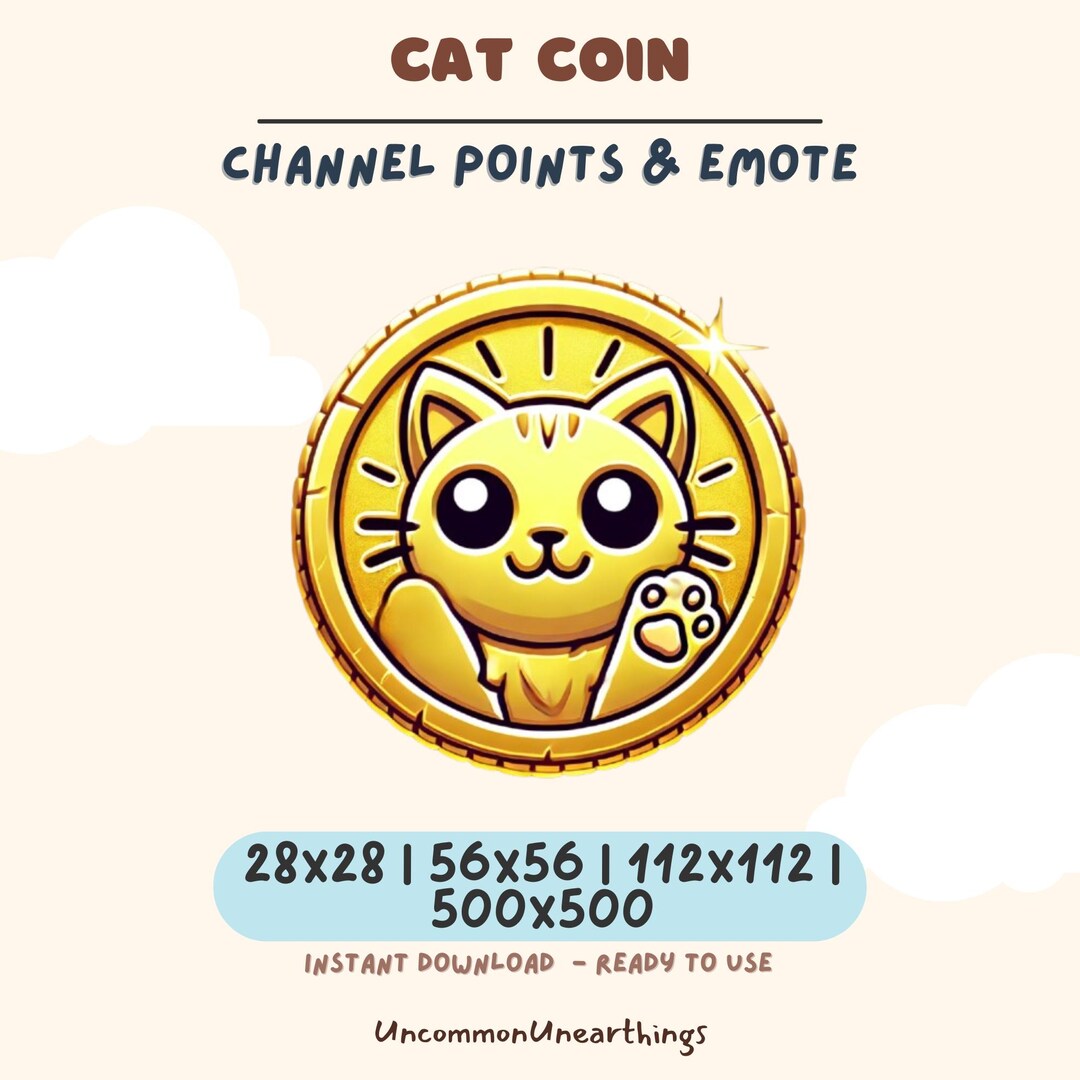 Cat Coin Emote for Twitch and Discord | Kawaii Gold Kitty Channel Point ...