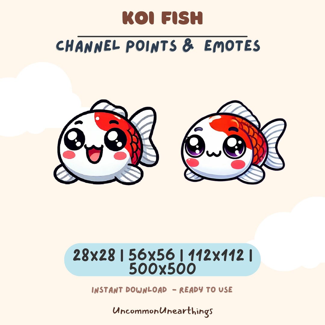 Koi Fish Emote for Channel Points - Cute Japanese Art Twitch Emote ...