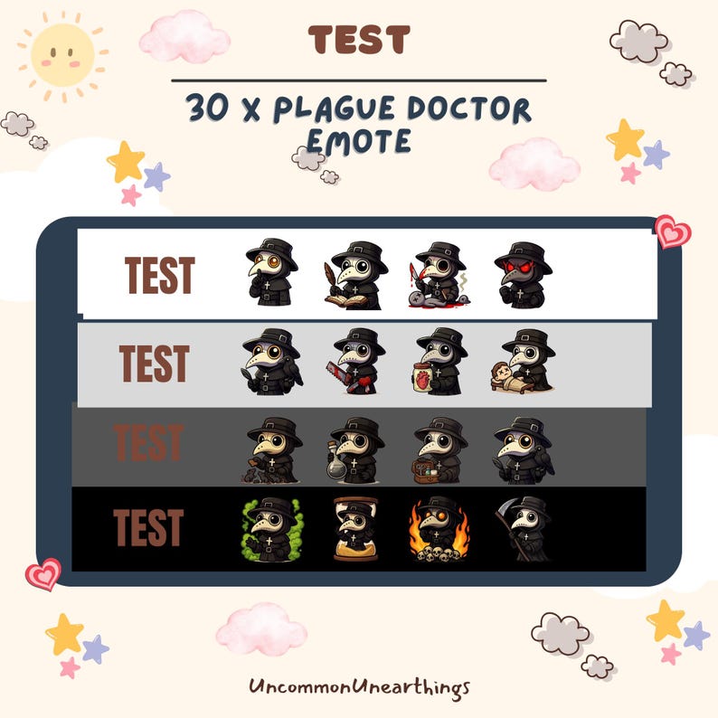 Plague Doctor Emotes Pack | Spooky Twitch Streamer Emotes (digital ...