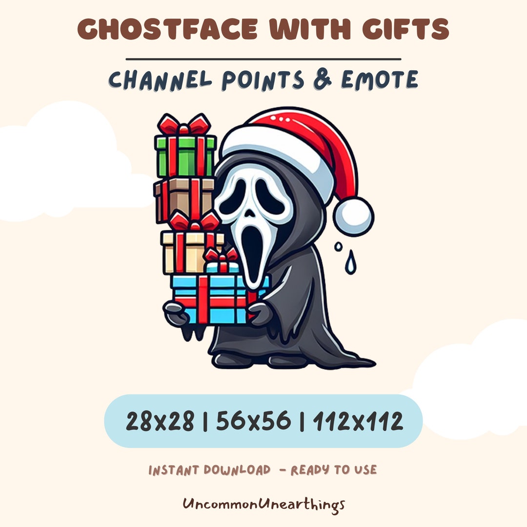 Ghostface Emote Cute Ghost Stickers for Twitch, Discord, Youtube Ghostface With Christmas Gifts ...