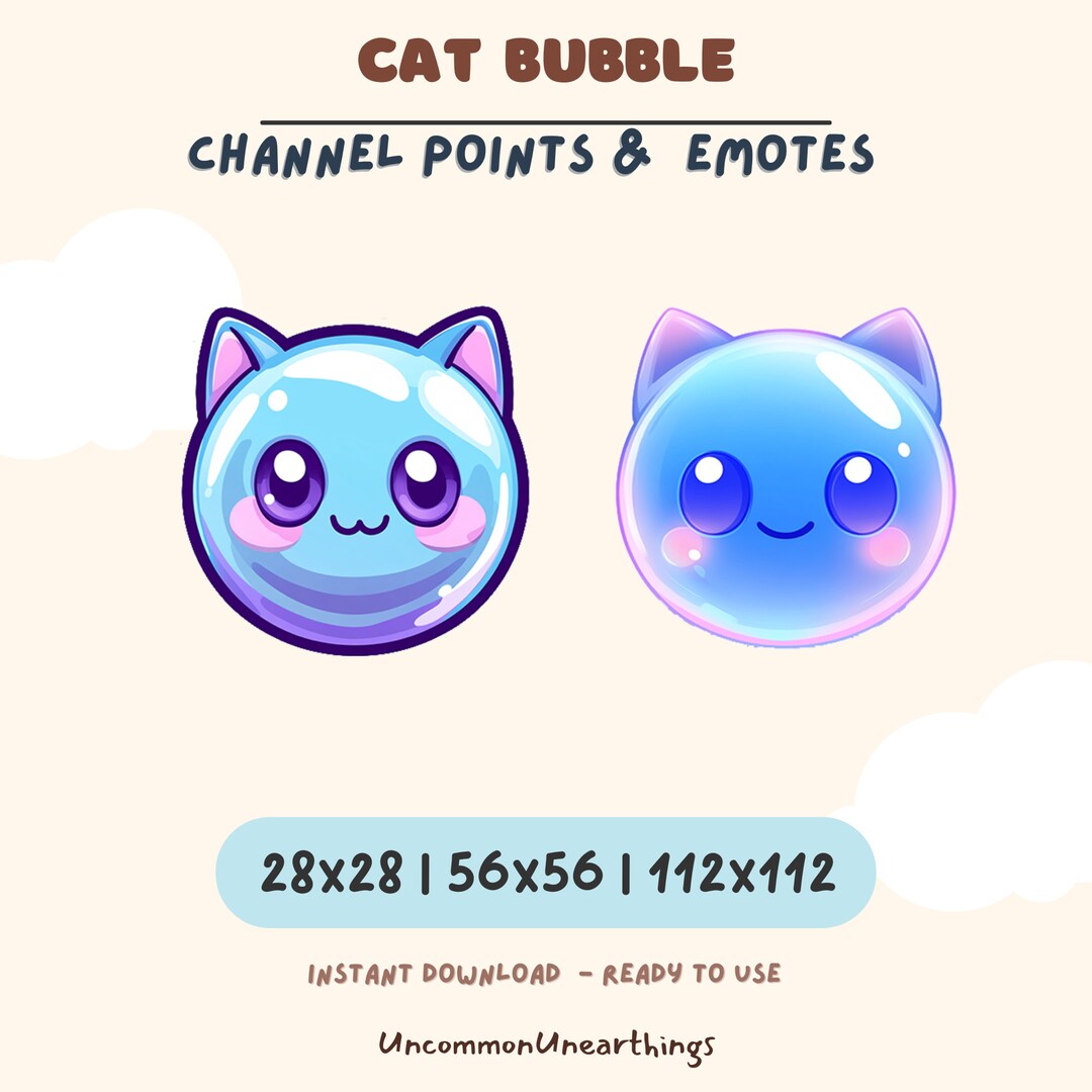 Cat Bubble Emotes for Streamers - Channel Points & Subscriber Emotes - Etsy