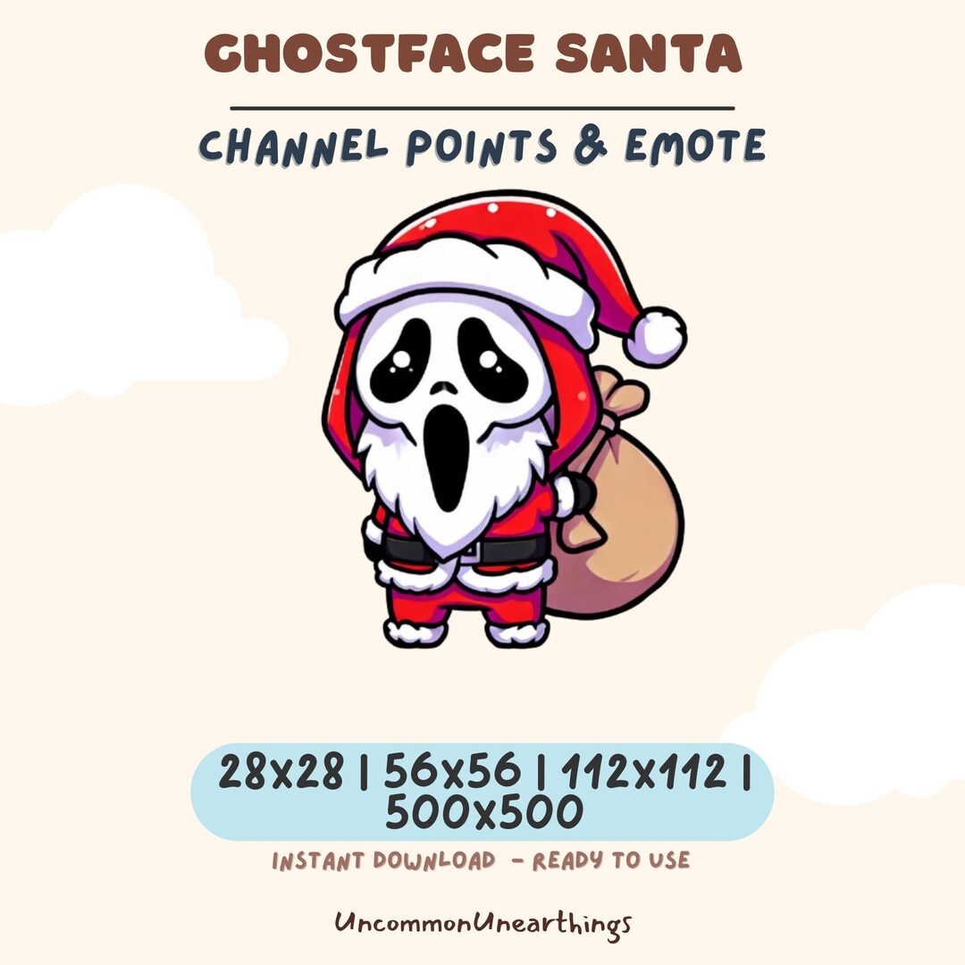 Ghostface Santa Emote Cute Xmas Channel Points for Twitch Santa Ghost ...