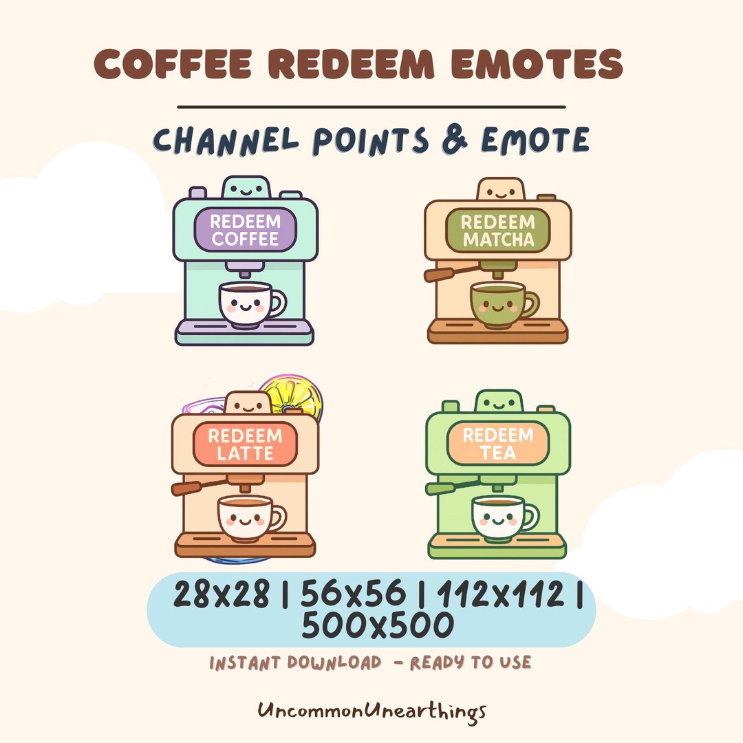 Kawaii Coffee Twitch Emotes, Channel Points Icons (digital Download) - Etsy