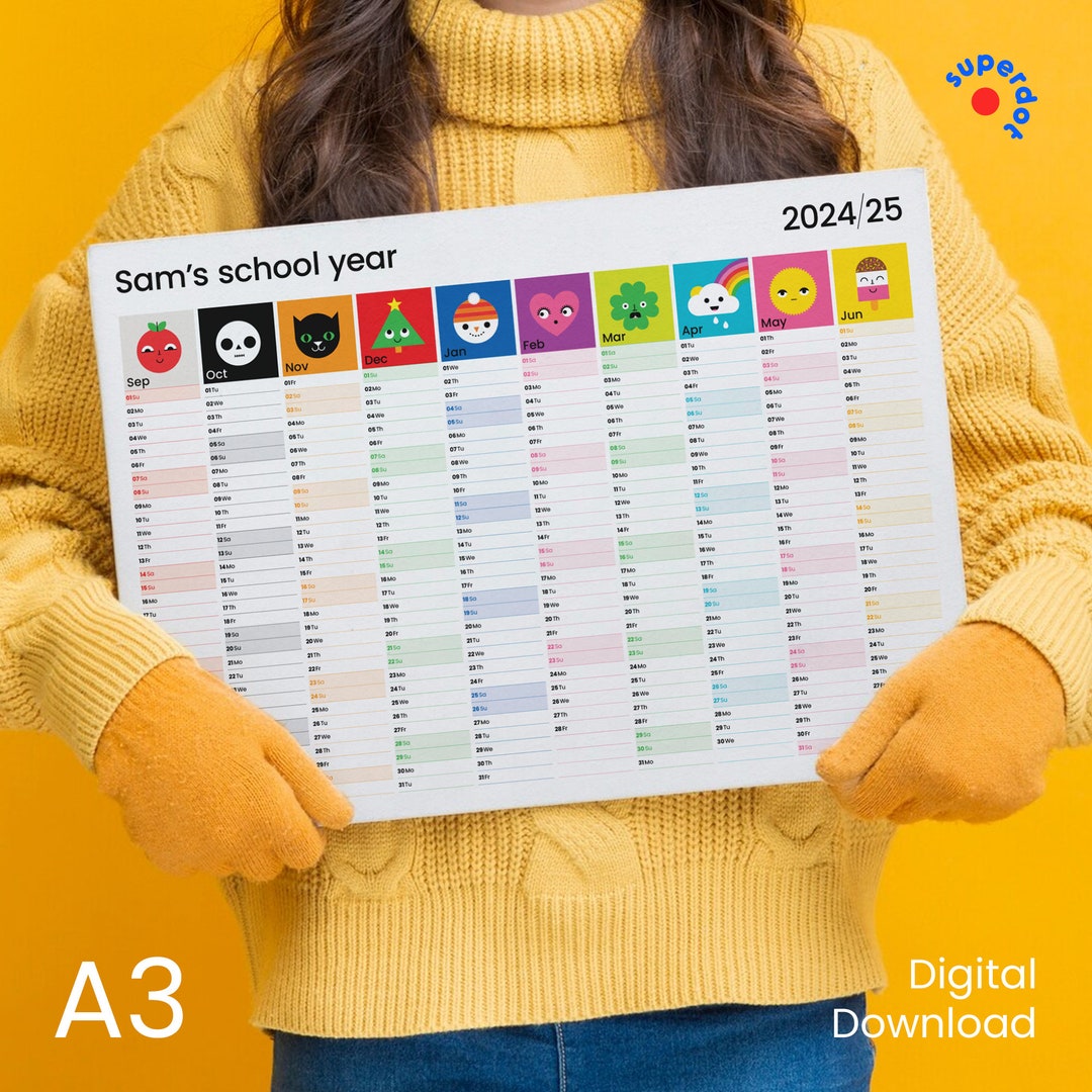 Personalised Back to School Wall Planner 2024/25 Printable Wall ...