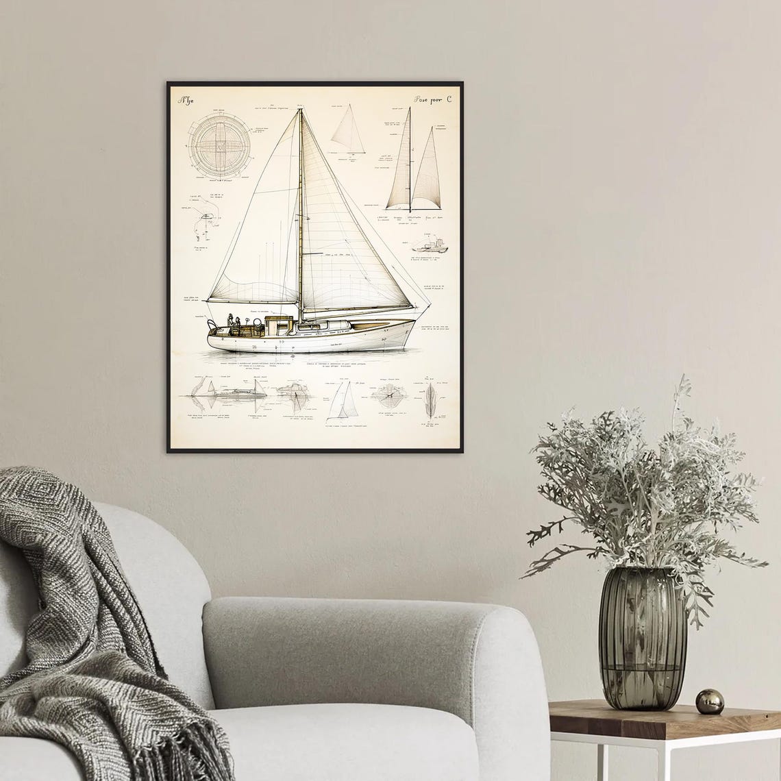 Sail Boat Poster Sail Boat Wall Art, Sail Boat Art, Sail Boat Patent ...