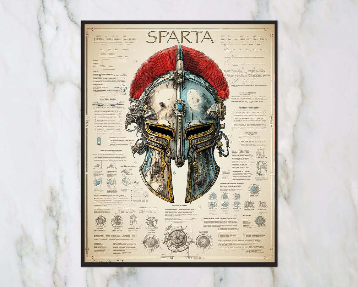 Sparta Poster- Spartan Wall Art, Spartan Helmet Art, Sparta Wallpaper ...