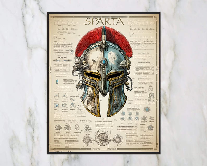 Sparta Poster- Spartan Wall Art, Spartan Helmet Art, Sparta Wallpaper ...