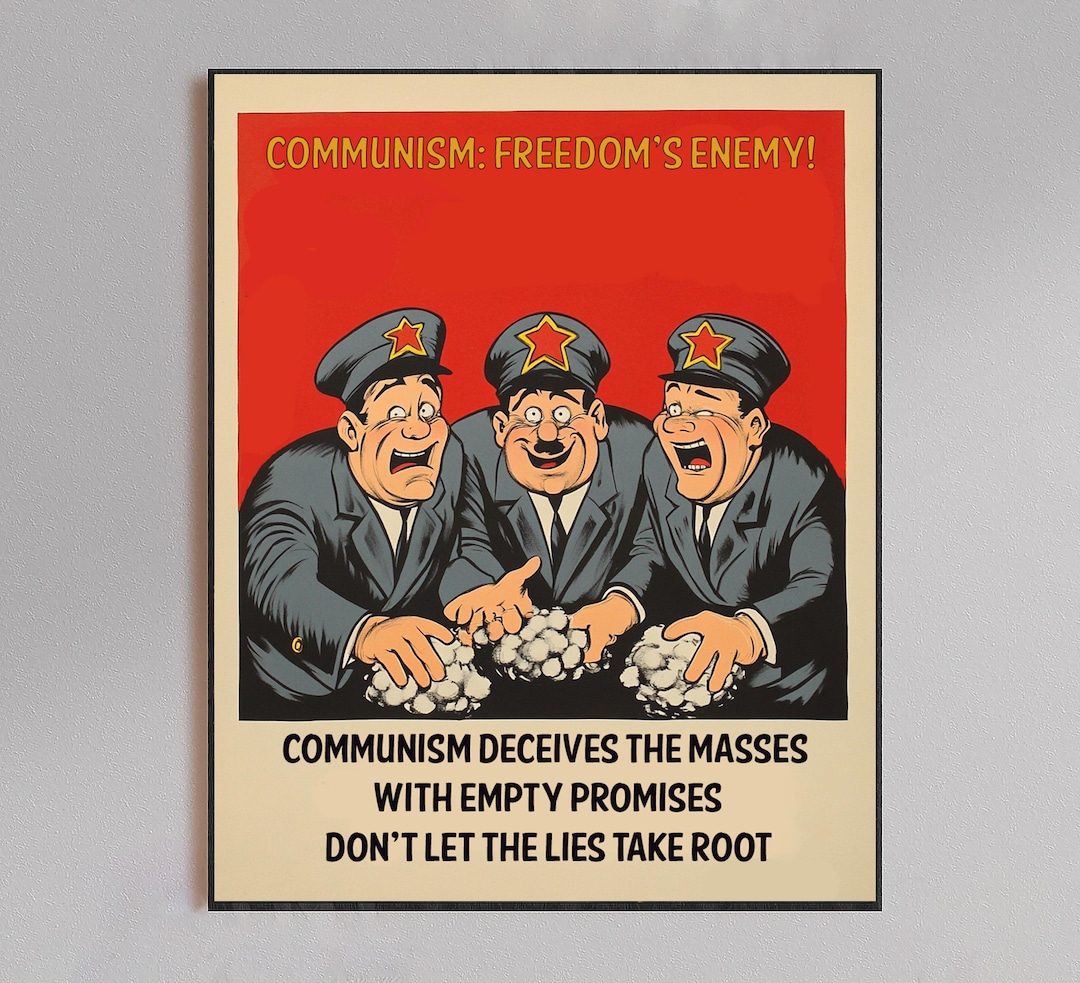 Vintage Anti-communist Propaganda Poster - Satirical Political Art ...