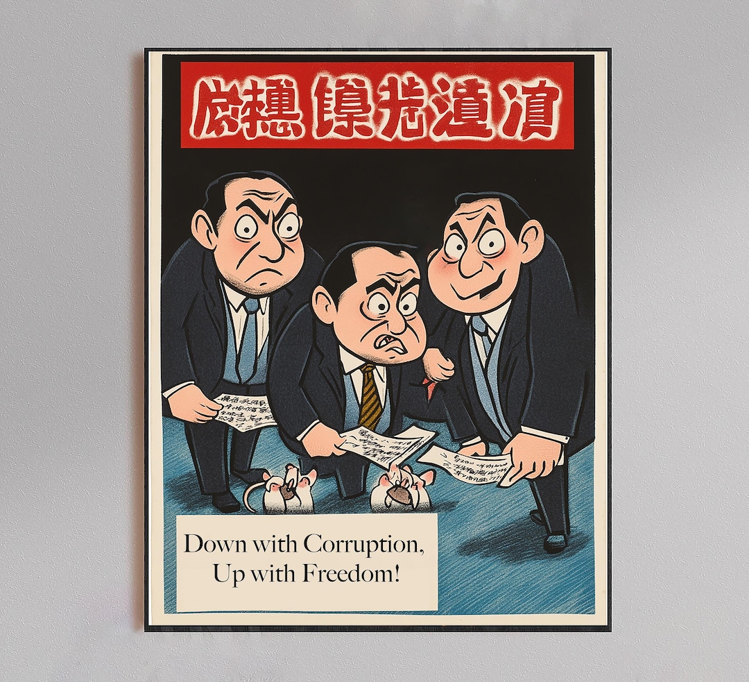 Down With Corruption Poster Vintage Political Cartoon Art Print, Anti ...