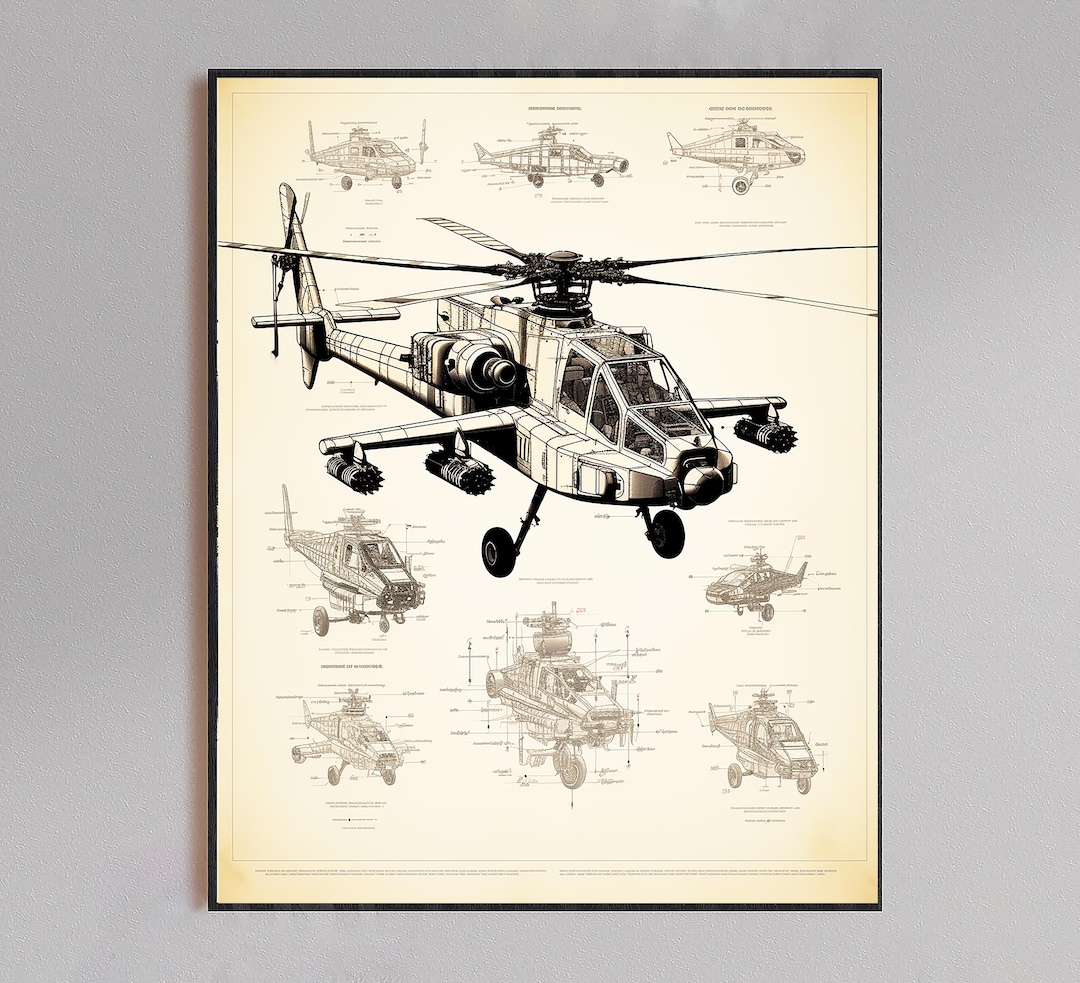 Apache Helicopter Poster- Helicopter Patent Print, Military Art ...