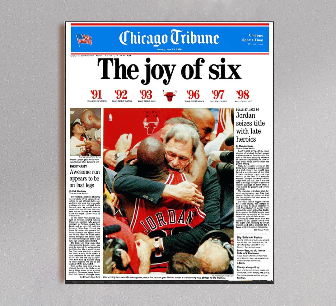 Chicago Bulls 1998 Championship Poster, Michael Jordan Poster, Chicago ...
