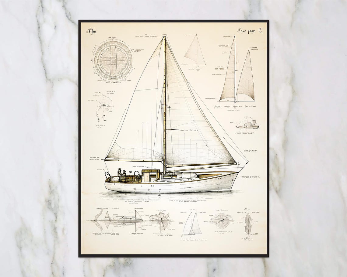 Sail Boat Poster Sail Boat Wall Art, Sail Boat Art, Sail Boat Patent ...