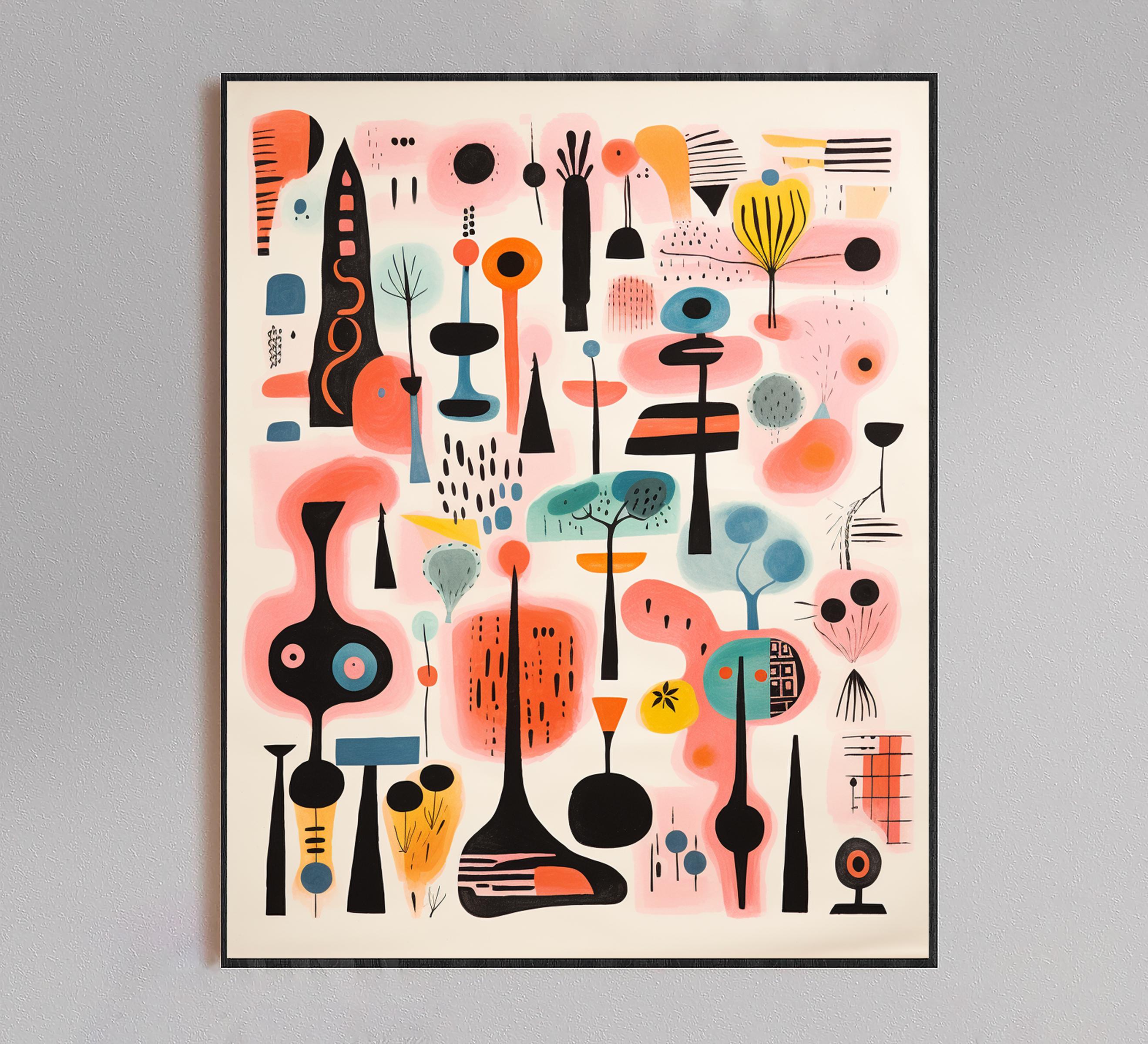 Mid-century Modern Abstract Art - Retro Geometric Shapes and Colors - Etsy