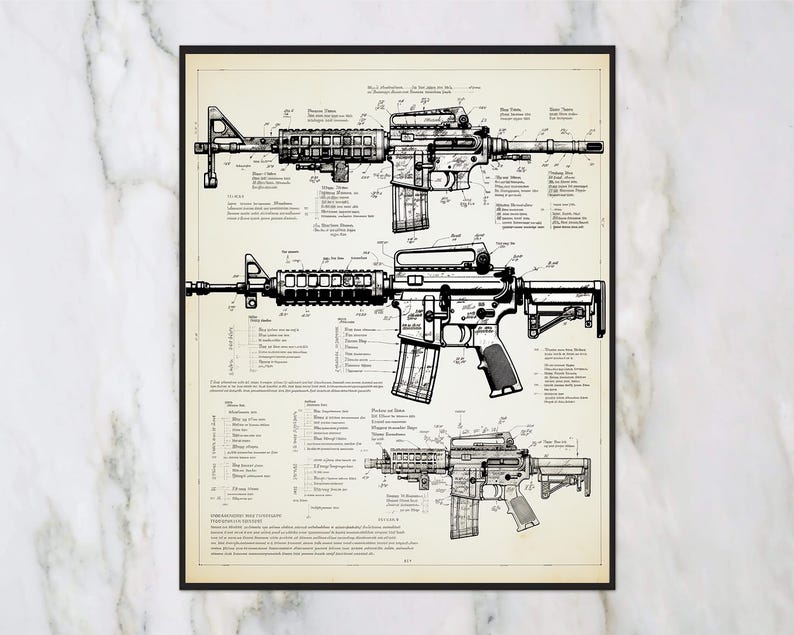 AR-15 Poster AR-15 Patent Print, Military Art, Military Poster, AR-15 ...