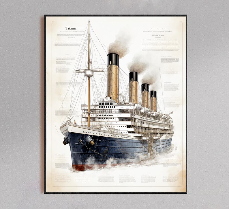 Titanic Poster- Titanic Wall Art, Titanic Art, Titanic Patent Print ...
