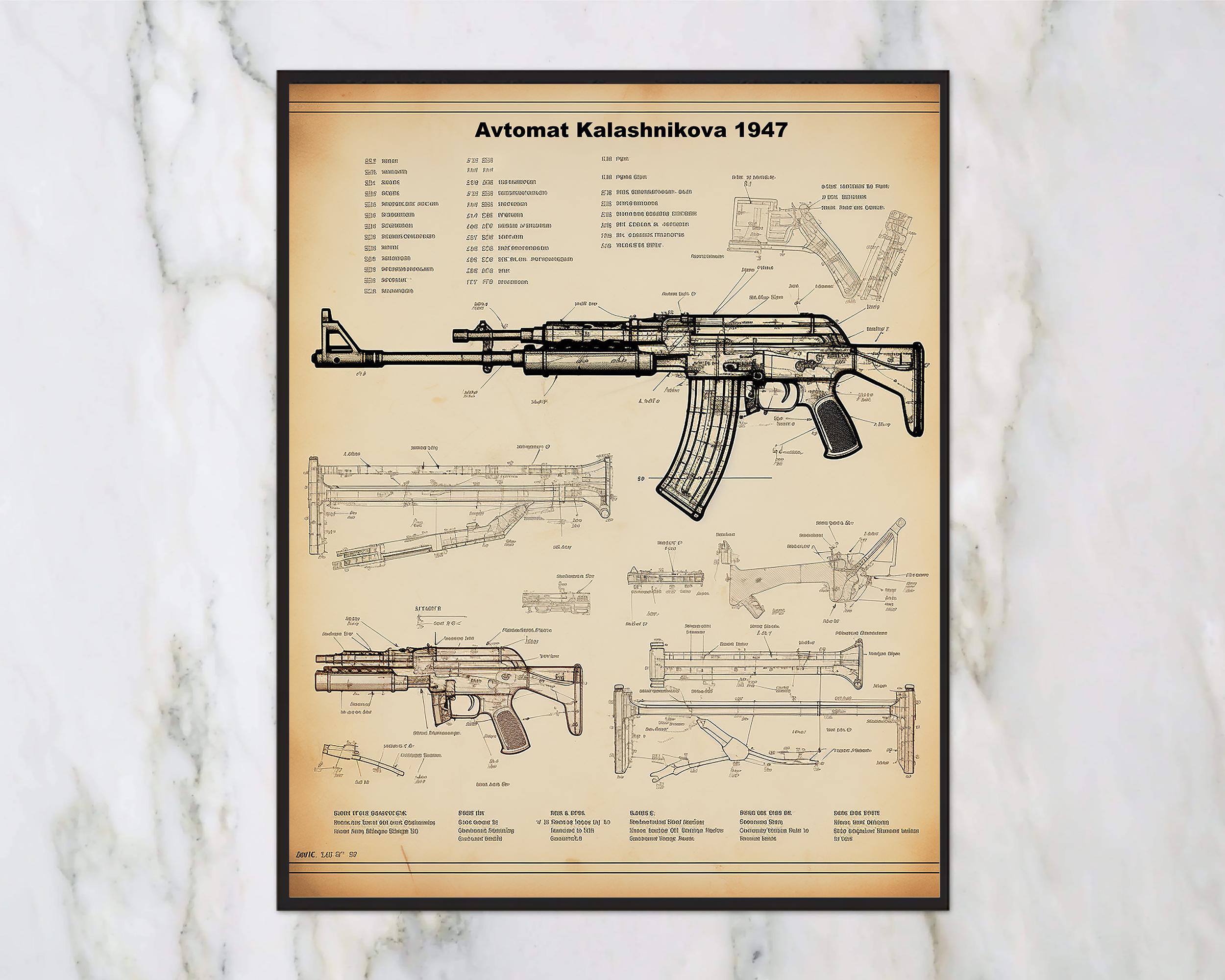 AK-47 Poster, AK-47 Patent Print, Ak-47 Art, Ak-47 SVG, Military Poster ...