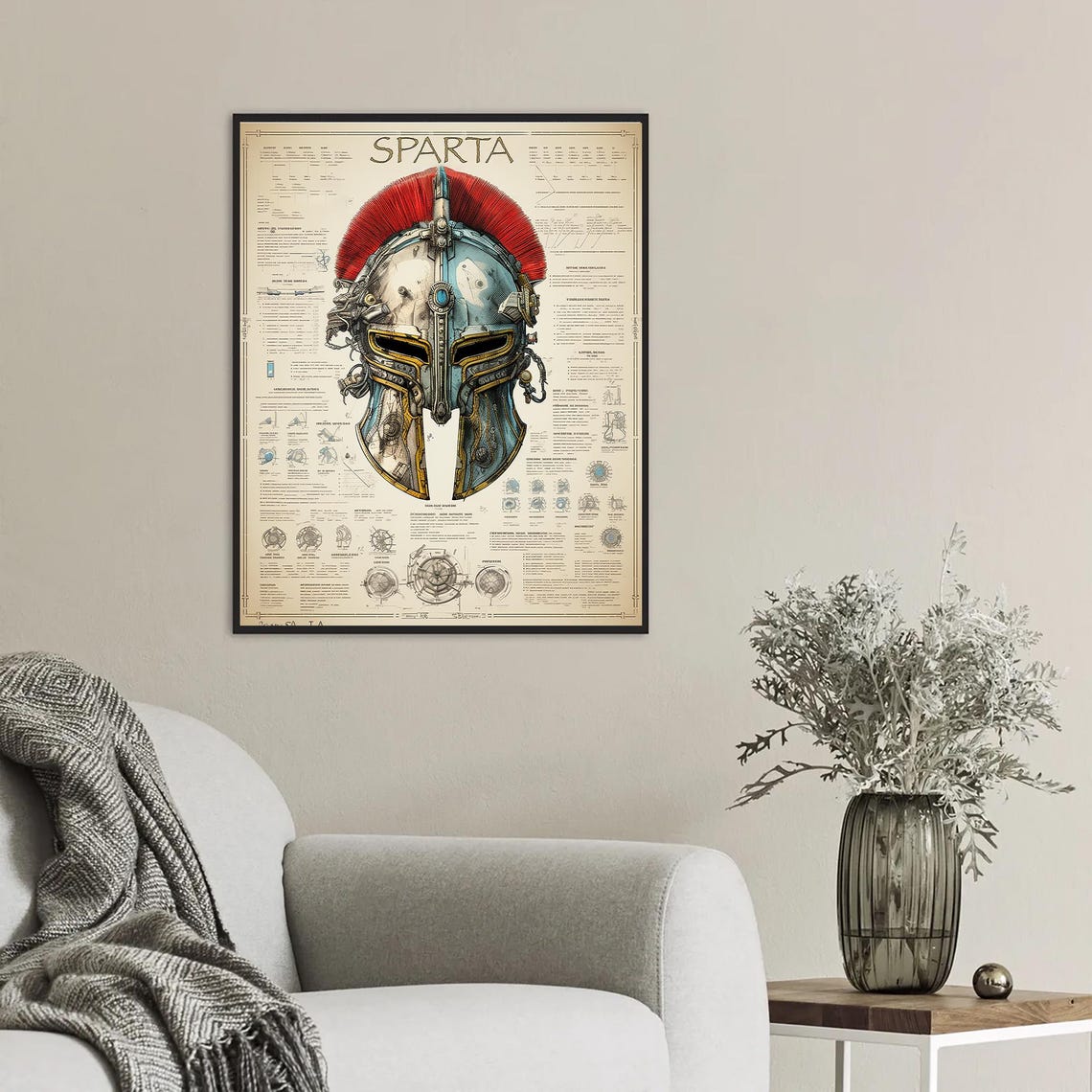 Sparta Poster- Spartan Wall Art, Spartan Helmet Art, Sparta Wallpaper ...