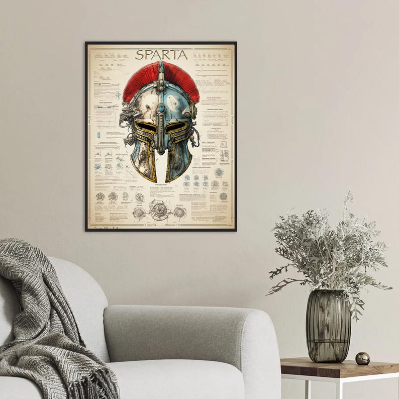Sparta Poster- Spartan Wall Art, Spartan Helmet Art, Sparta Wallpaper ...