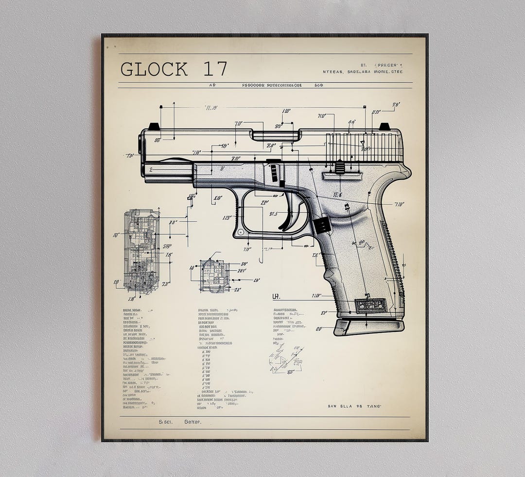 Glock 17 Poster- Glock 17 Wall Art, Glock Pistol Art, Glock Pistol ...